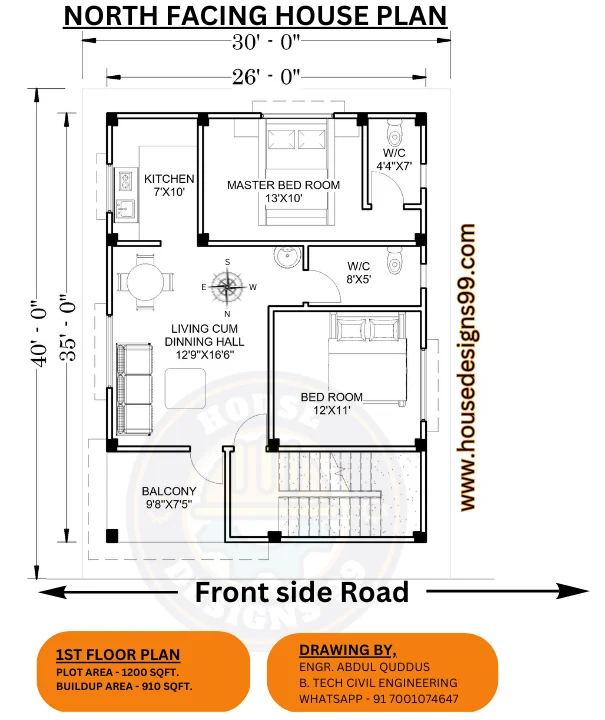 30x40 House Floor Plans North Facing House Plan,30*40 House Plan,30x40