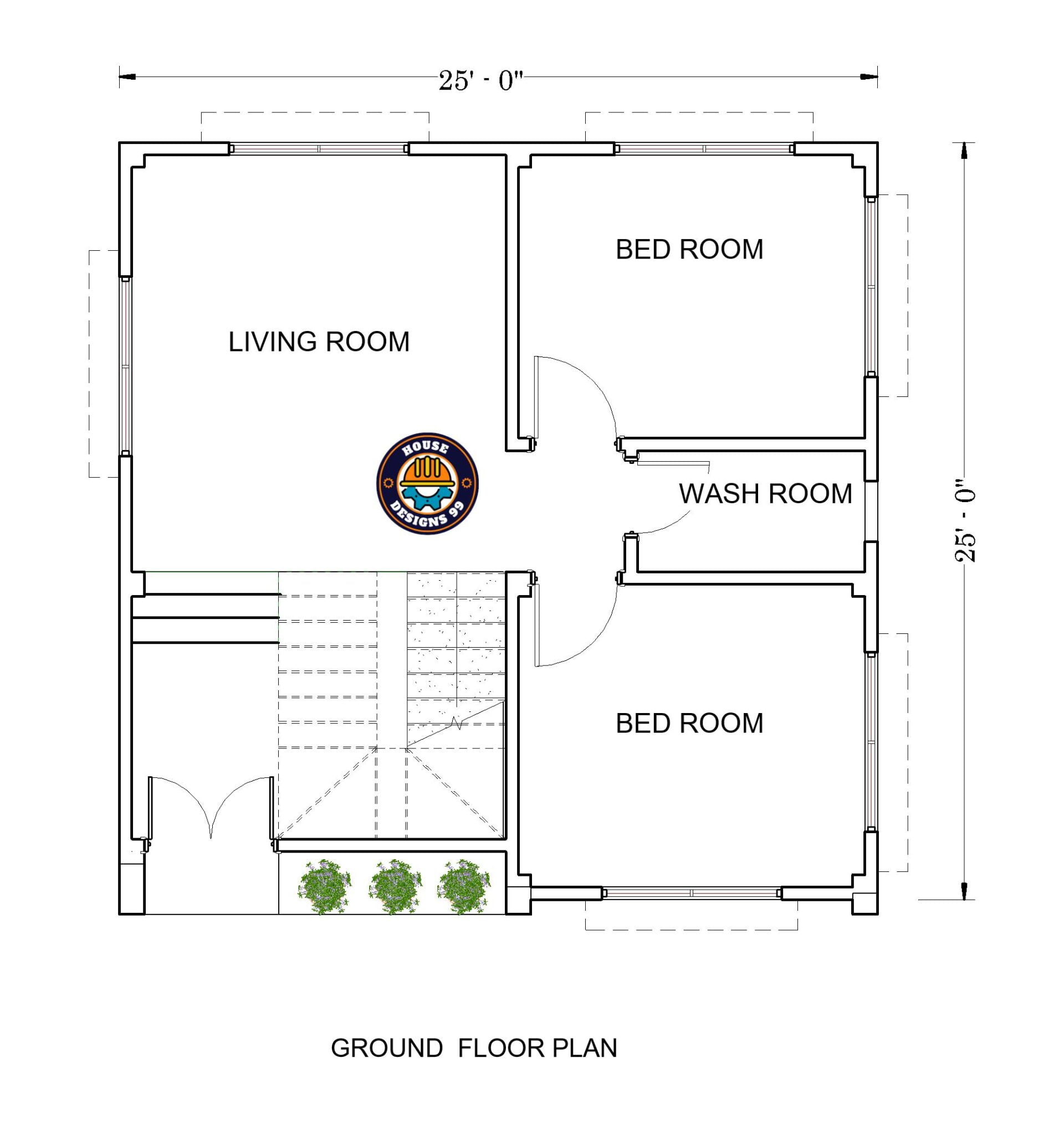 25' X 25' Double storied house plan | 25 by 25 house plan - HouseDesigns99