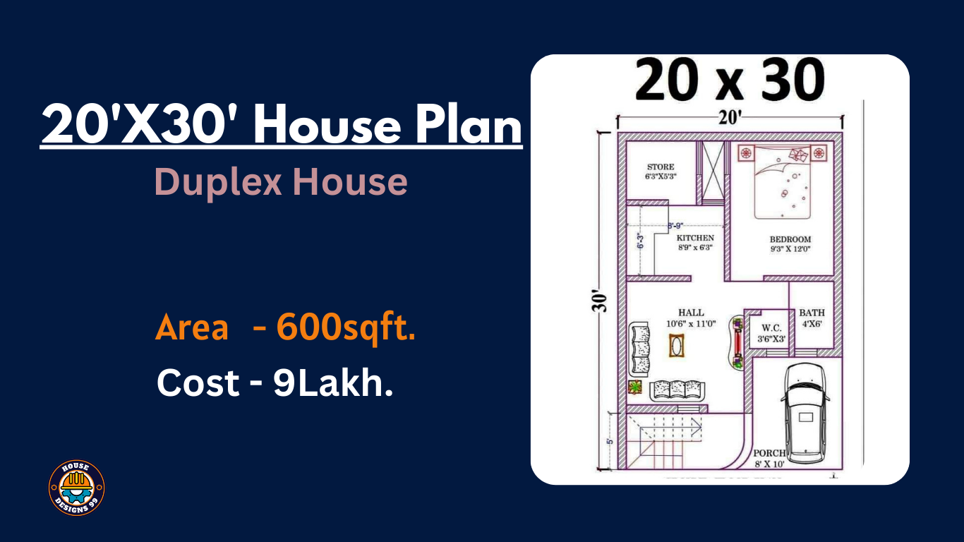 20x30 house plan and construction cost - HouseDesigns99